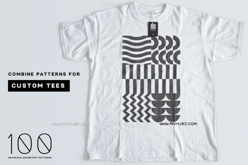 100款极简几何创意抽象艺术无缝图案图形孟菲斯印花AI矢量设计套件Seamless Geometric Patterns Bundle - 安 ...