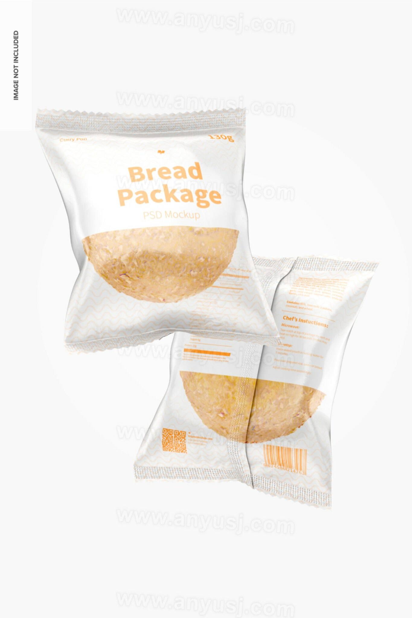 6款透明质感简约面包食品真空塑料袋包装袋设计展示PSD样机bread packages mockup - 安鱼设计资源丨优质平面设计资源共享站