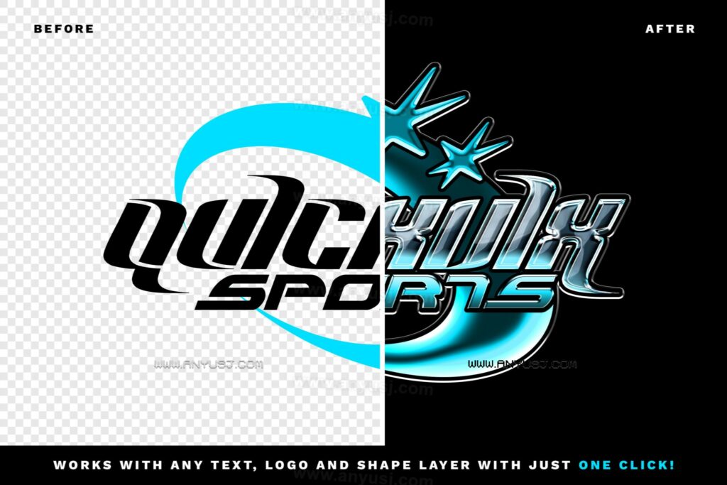 复古Y2K金属3D镀铬文字logo标题PSD特效样机Y2K Chrome Logo and Text Effect Vol 05 ...