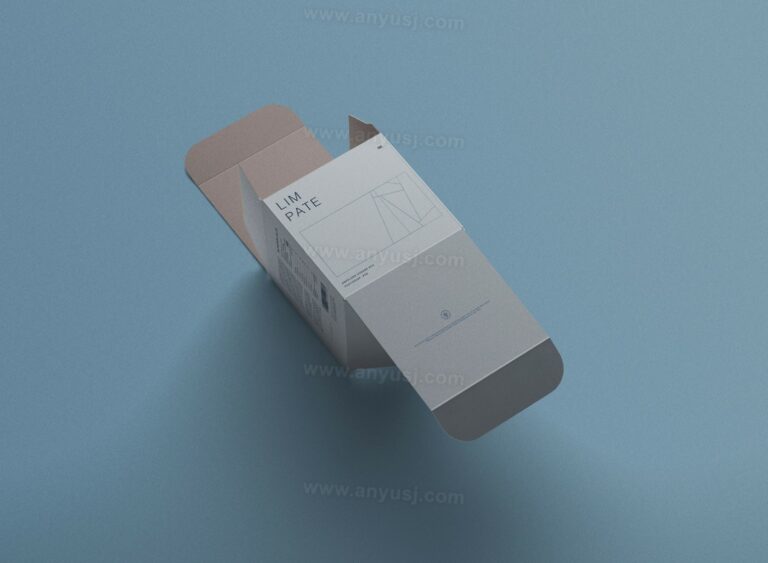 7款高质量正方形盒子展开图刀图纸盒包装设计贴图展示样机模板 Unfolded Square Box Mockup - 安鱼设计资源丨优质平面设计资源共享站