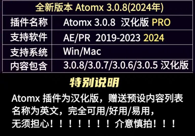 AtomX脚本插件-AE/PR扩展汉化版全套文字幕标题58套合集一键安装包Atomx 3.0.8 Pro - 安鱼设计资源丨优质平面设计资源共享站