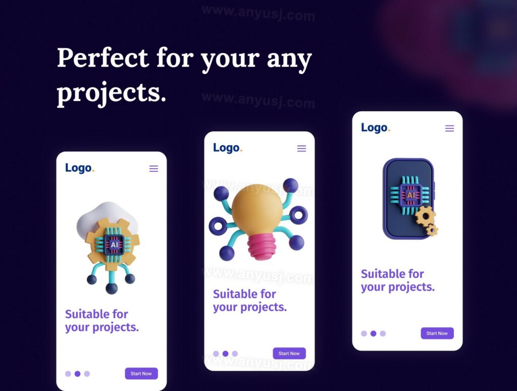 20款3D智能科技AI学习图标插画插图PNG元素模型套装Machine Learning 3D Icon Set - 安鱼设计资源丨优质平面 ...