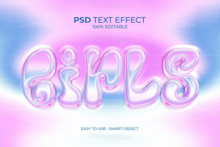 10款3D立体Y2K文字logo标题设计PSD特效样机套装Y2K Chrome Text Effect-第4200期- - 安鱼设计资源丨优质 ...