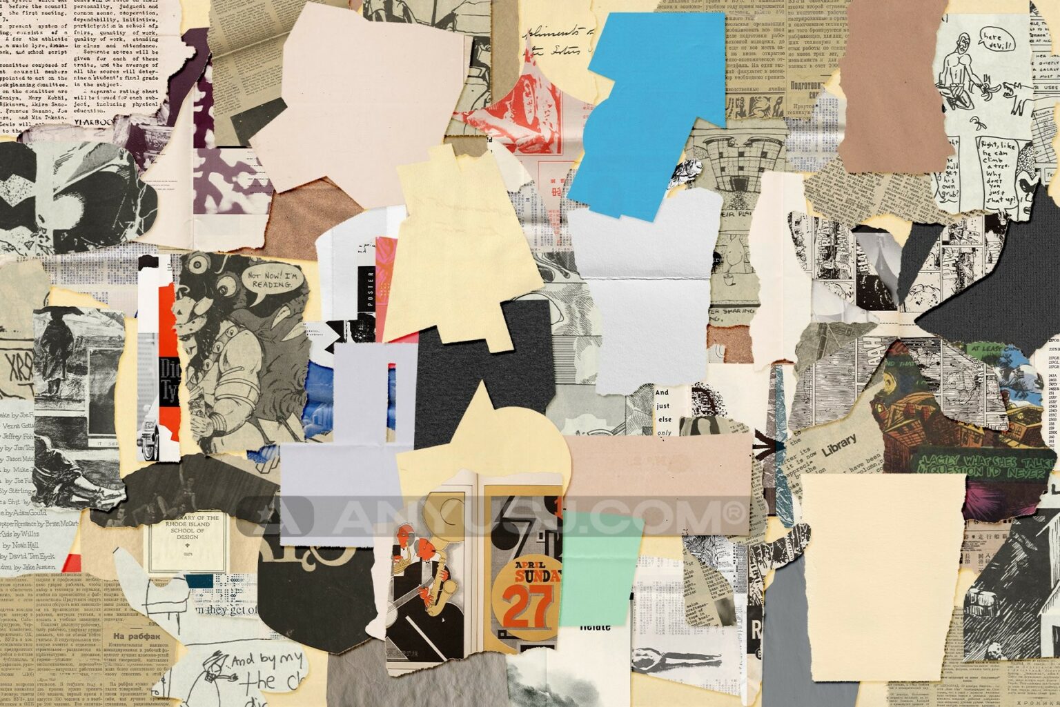 500+复古街头前卫美学涂鸦撕纸剪报文学期刊剪贴画剪纸纸张肌理PNG拼贴元素设计套装Paper Scraps 500+ Paper ...