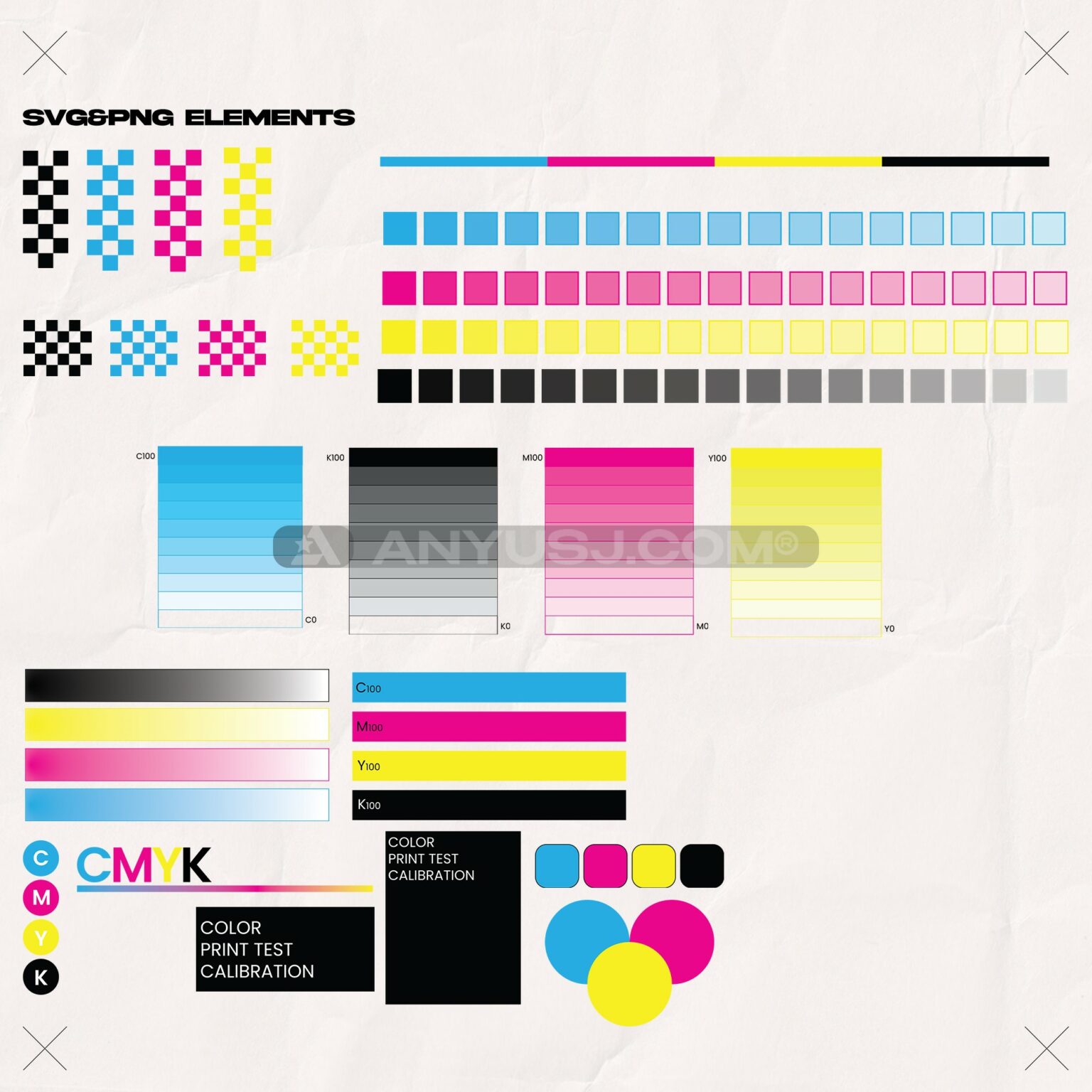 110+复古印刷三原色套准SVG矢量标记排版图形打印线宽PNG免扣设计元素Printmarks-第5127期- - 安鱼设计资源丨优质平面设计资源共享站