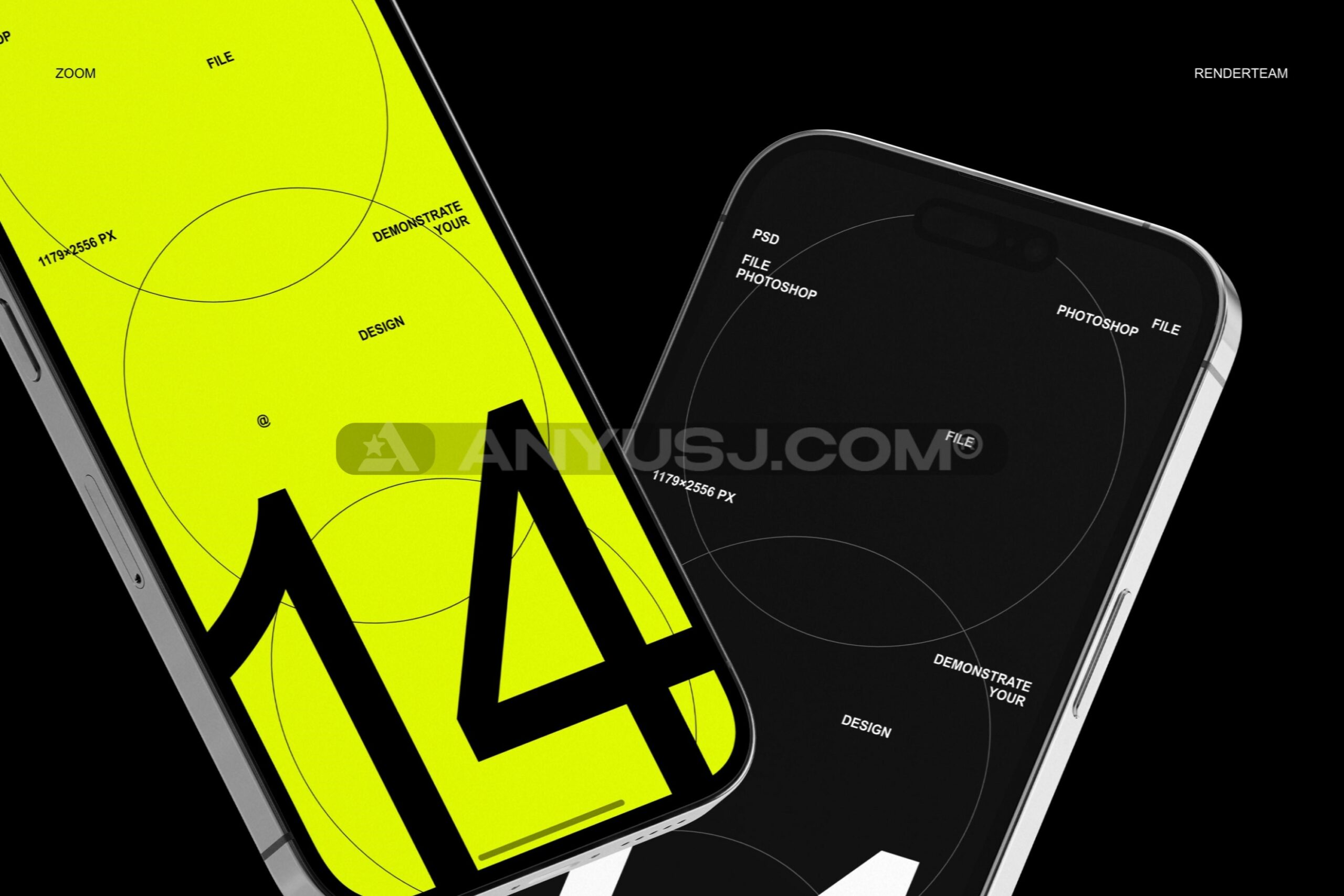 4款极简工业风IPhone 14 Pro苹果智能手机UI屏幕界面APP设计展示PSD样机iPhone 14 Pro Mockup - 安鱼设计 ...