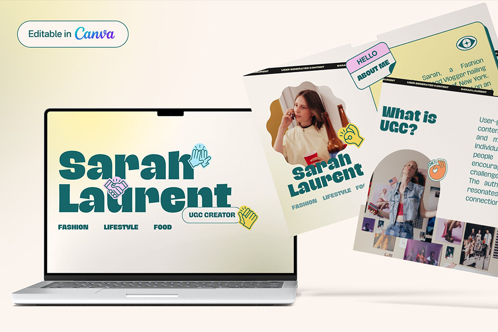 复古趣味UGC作品集VI品牌项目设计展示Canva在线模板 CanvaRetro UGC Portfolio Template Canva ...