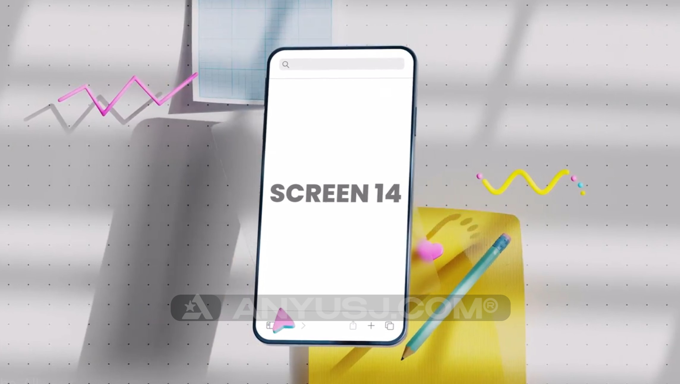 10款趣味可爱文具电脑平板手机风格化3D几何动画场景动态海报封面UI设计PR模板3D Screens Promo-第5482期- - 安鱼设计 ...