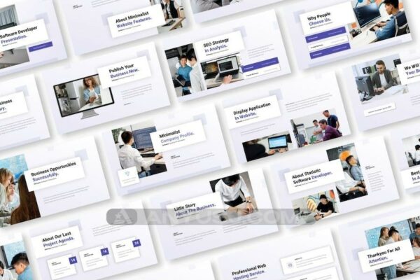 30页现代极简科技风PowerPoint幻灯片演示文稿PPT模板Software Developer Powerpoint - 安鱼设计资源丨优质平面设计资源共享站