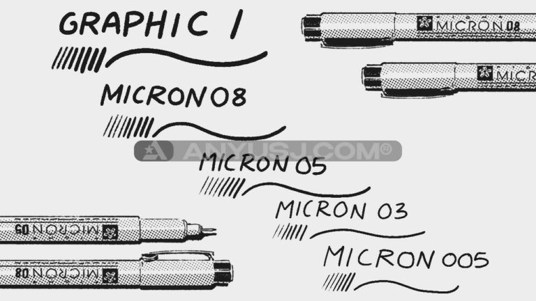 真实针管笔记号笔马克笔绘画书写笔刷套装Real Microns for Procreate, Photoshop, CSP - 安鱼设计资源丨优质平面设计资源共享站