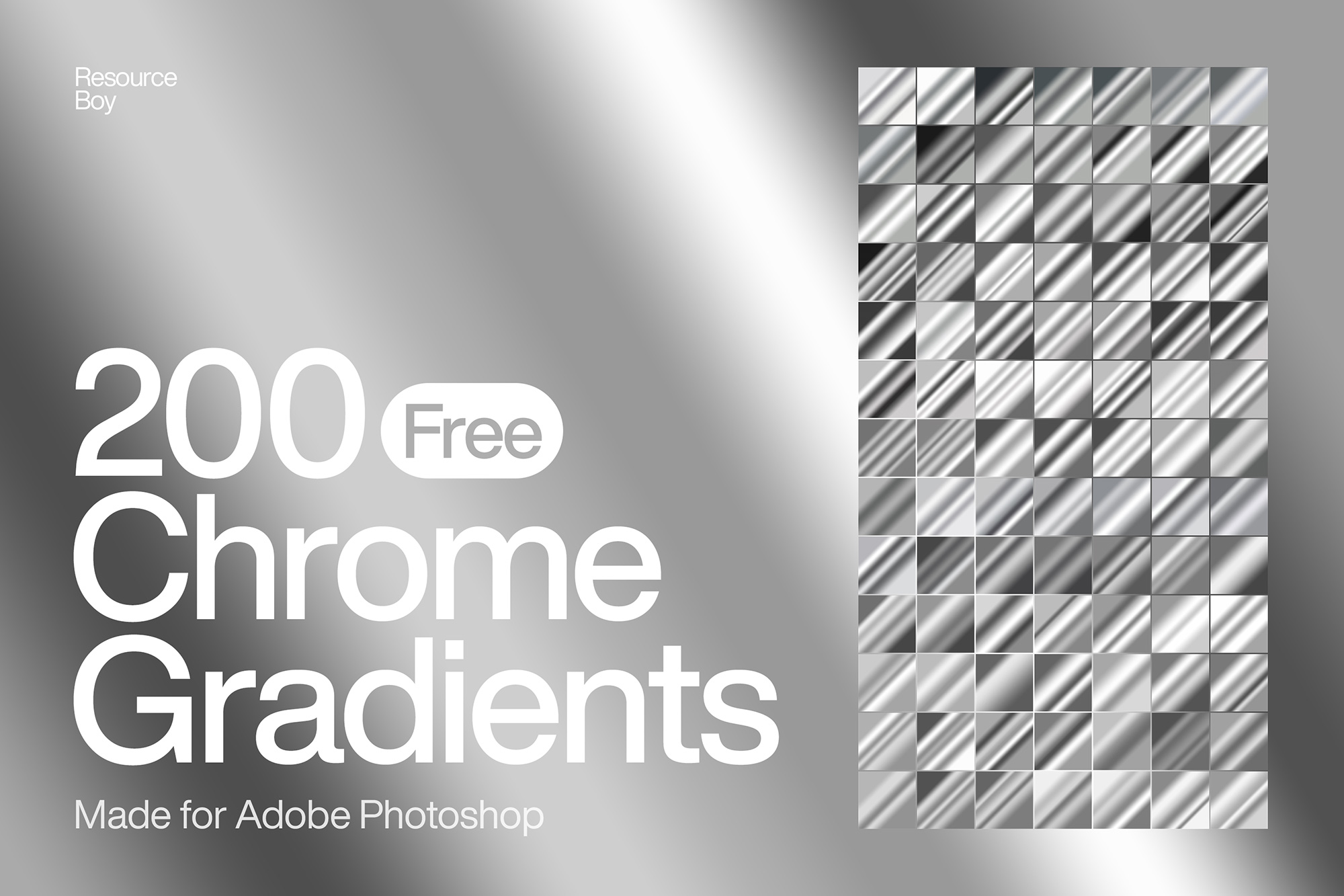 200款可商用金属镀铬PS渐变预设套装200 Chrome Photoshop Gradients - 安鱼设计资源丨优质平面设计资源共享站