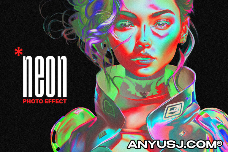 2款赛博未来派平滑负片霓虹高对比度PSD艺术特效样机Smooth Negative Neon Photo Effect - 安鱼设计资源丨优质 ...