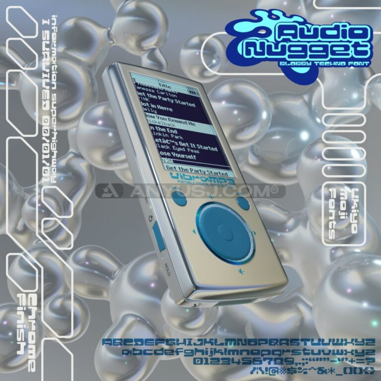 1款可商用复古趣味Y2K斑点波点抽象艺术未来赛博科技标题排版装饰西文字体Audio Nugget-第6046期- - 安鱼设计资源丨优质平面 ...