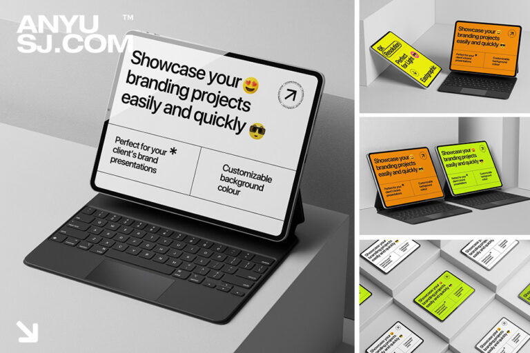 10款现代极简IPad Pro 苹果平板电脑UI屏幕界面APP壁纸桌面设计展示PSD样机Brutalistic Ipad Mockups ...