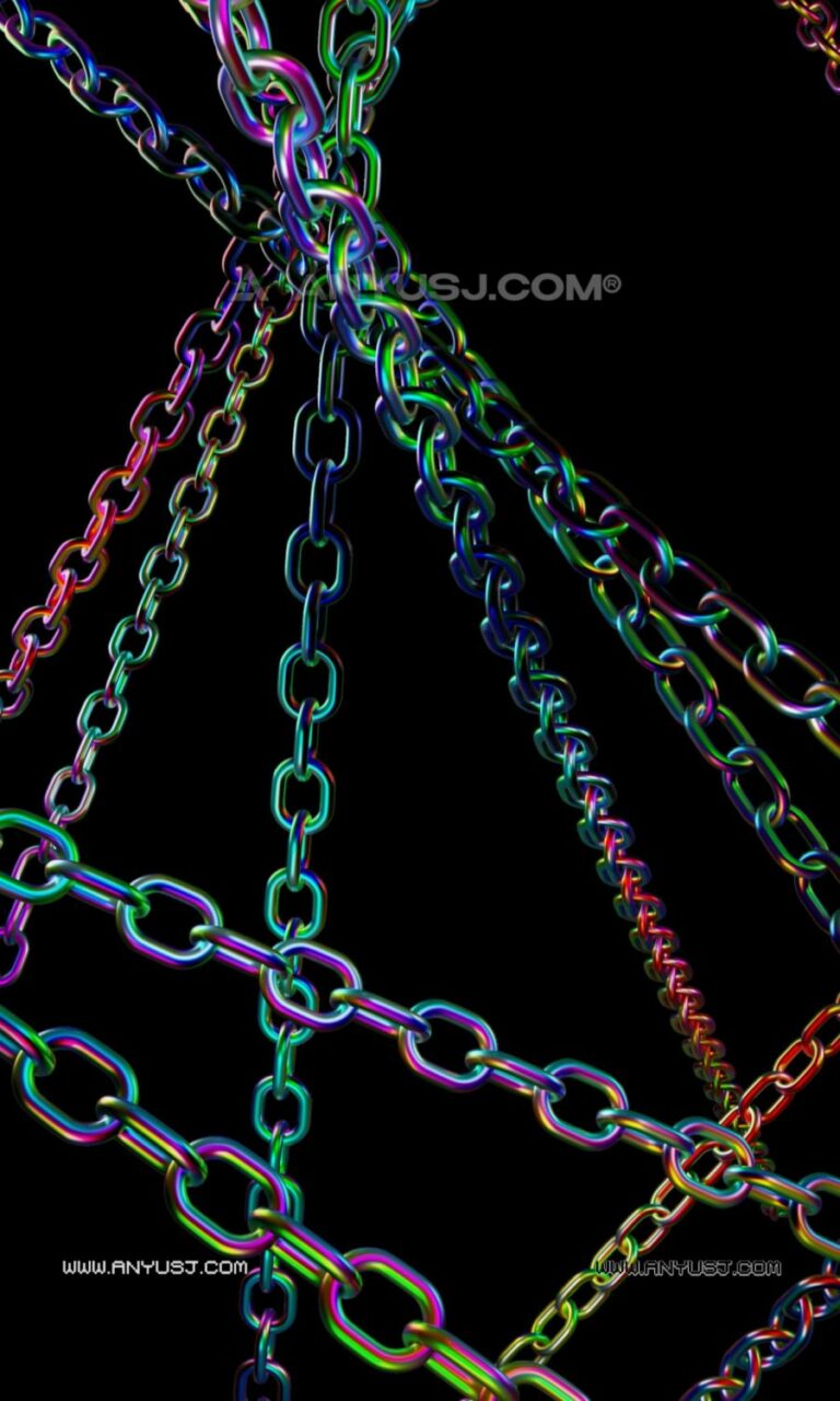 40款5K高清3D金属镀铬全息霓虹锁链铁链链子PNG免扣设计元素套装40 Holographic Chain Backgrounds-第6890期- - 安鱼设计资源丨优质平面设计资源共享站