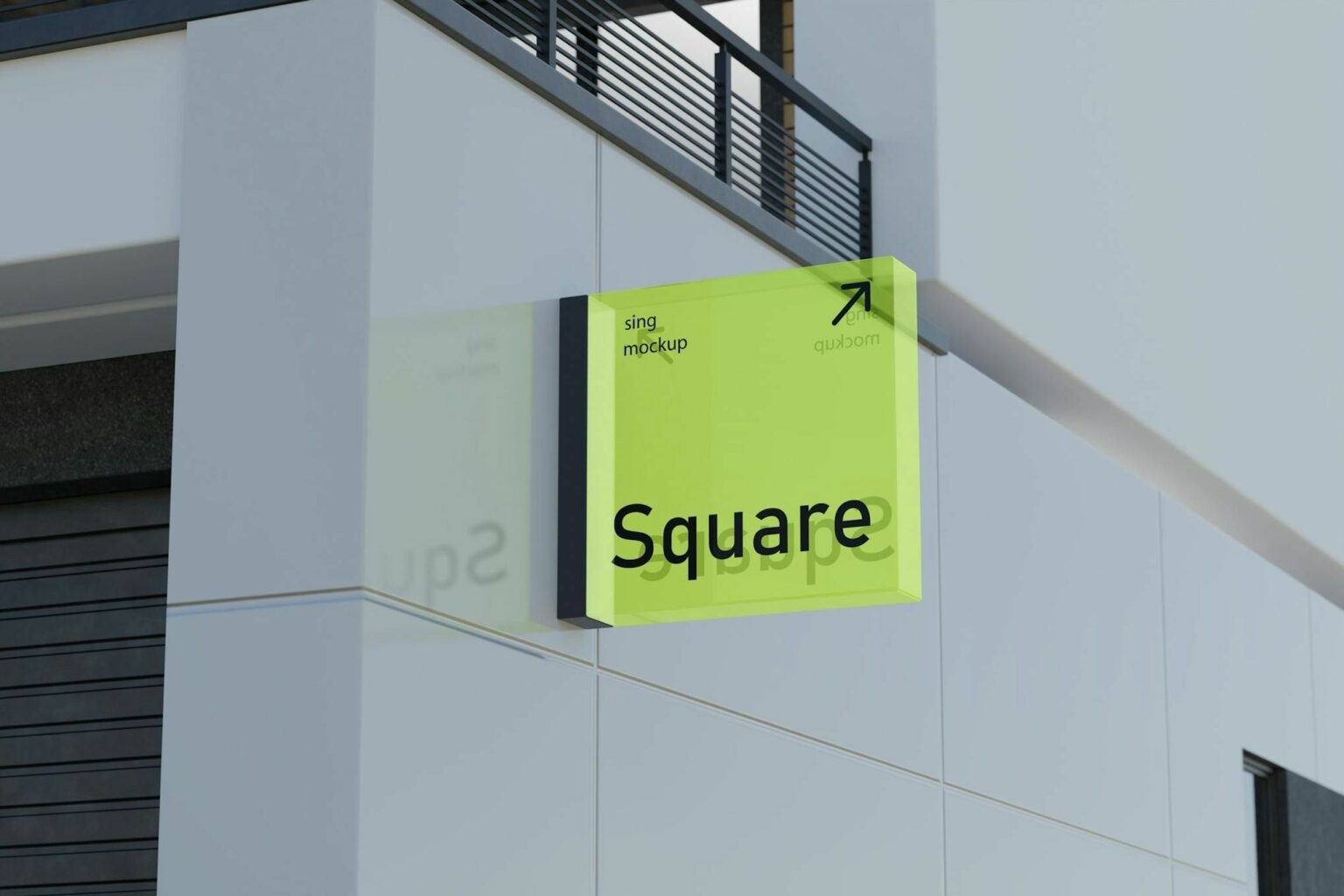 1款极简户外墙壁亚克力塑料透明正方形标牌广告牌logo徽标设计展示PSD样机Acrylic Sign Board Mockup - 安鱼设计 ...