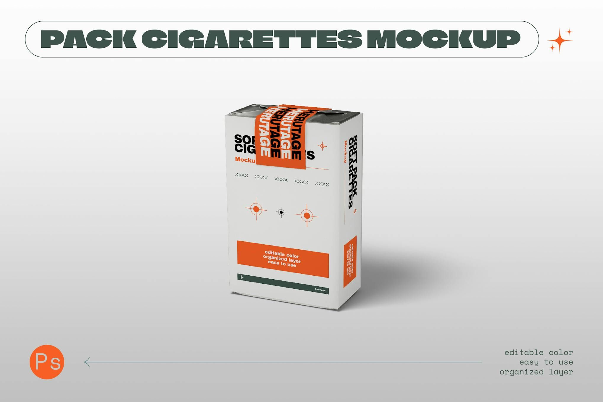 极简软包香烟纸盒包装盒PSD样机Soft Pack Cigarettes Mockup - 安鱼设计资源丨优质平面设计资源共享站