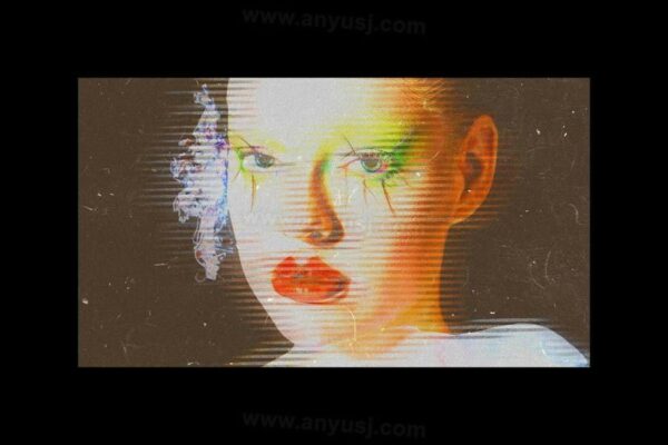 2款复古酸性VHS艺术颗粒噪点旧照片后期滤镜叠加PSD特效样机Acid VHS Photo Effect - 安鱼设计资源丨优质平面设计资源共享站