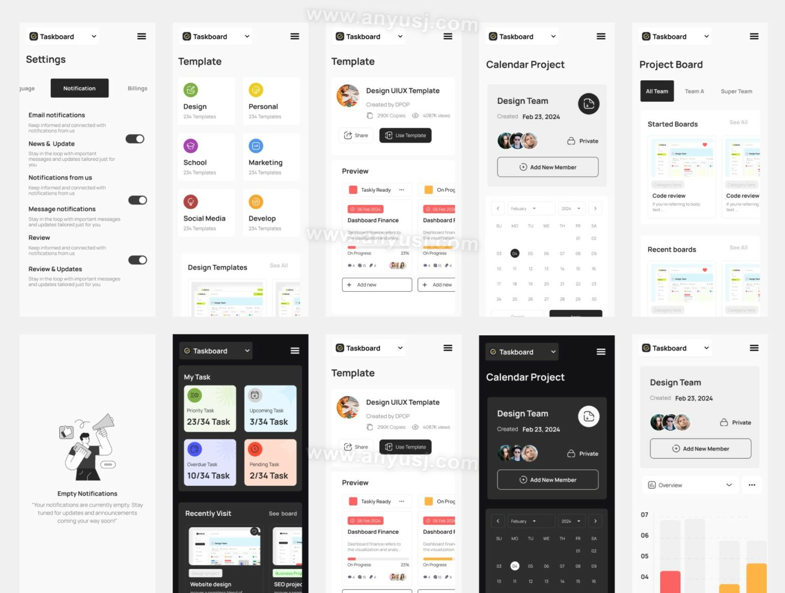 110+现代极简任务管理计划跟踪仪表盘web网站网页APP移动应用UI布局组件Figma设计套件Taskboard - Task ... 110+现代极简任务管理计划跟踪仪表盘web网站网页APP移动应用UI布局组件Figma设计套件Taskboard - Task ...
