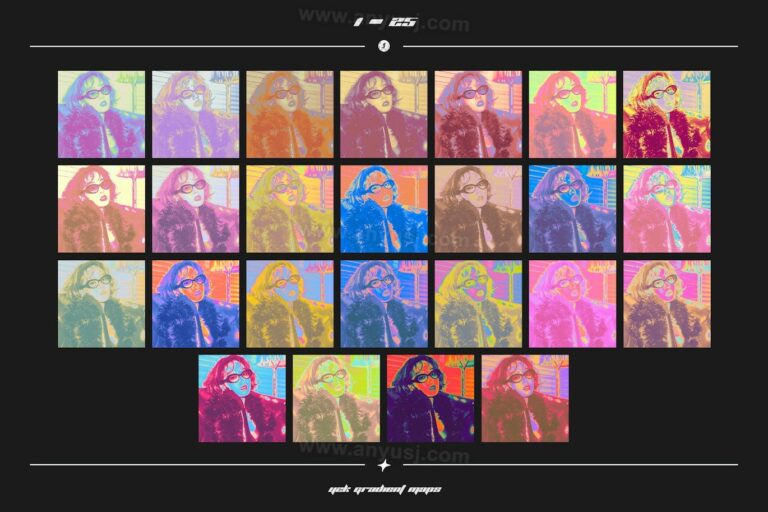 50款复古Y2K渐变美学艺术彩虹色弥散光活力未来PS渐变预设套装Y2K Gradient Maps - 安鱼设计资源丨优质平面设计资源共享站