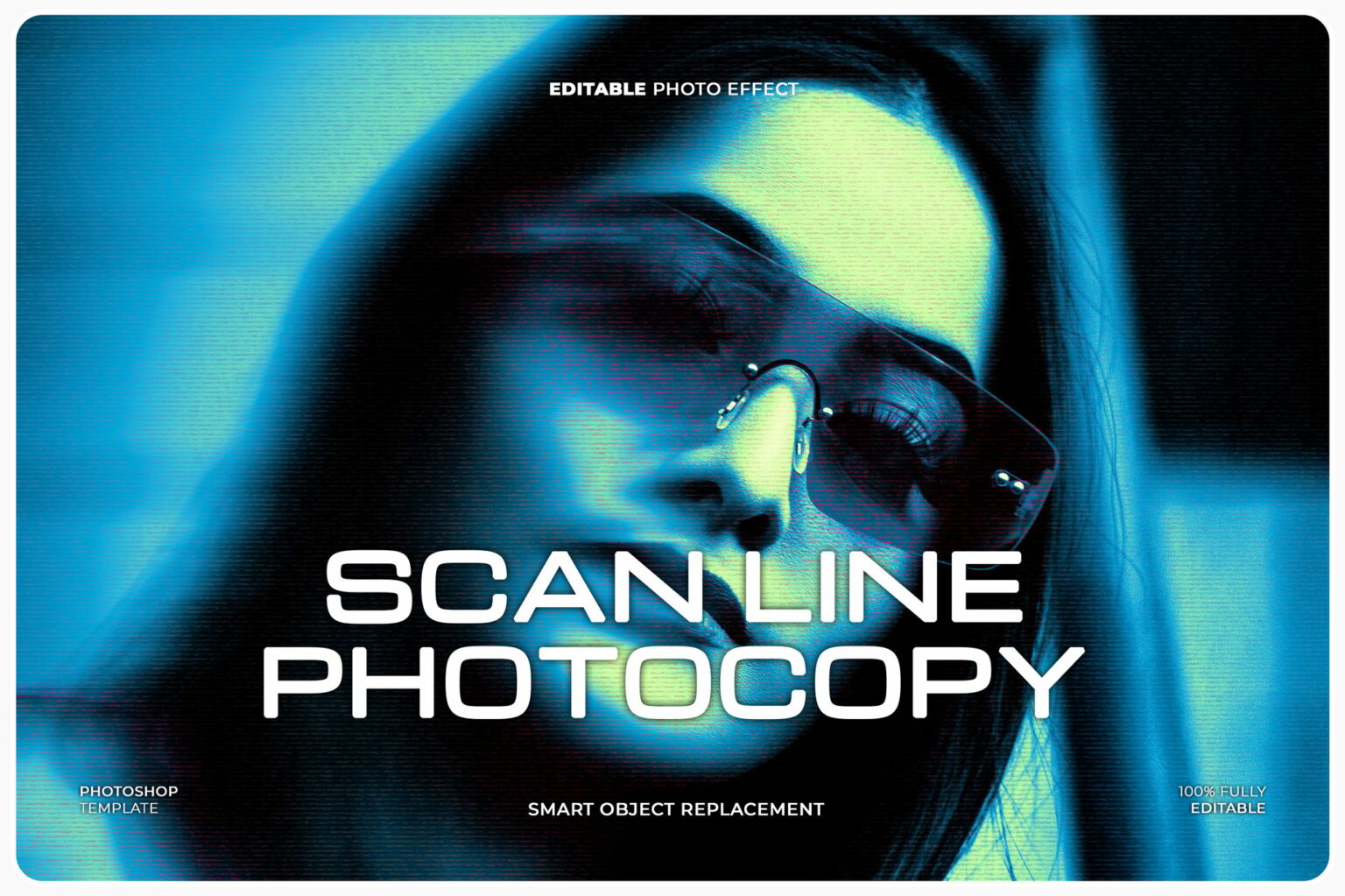 复古CRT扫描线影印图片后期叠加滤镜PSD特效样机Scan Line Photo Effect - 安鱼设计资源丨优质平面设计资源共享站