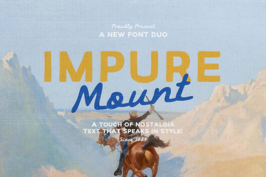 复古电影手写英文海报标题排版logo徽标西文无衬线字体组合Impure Mount — Nostalgic Font Duo - 安鱼设计资源 ...