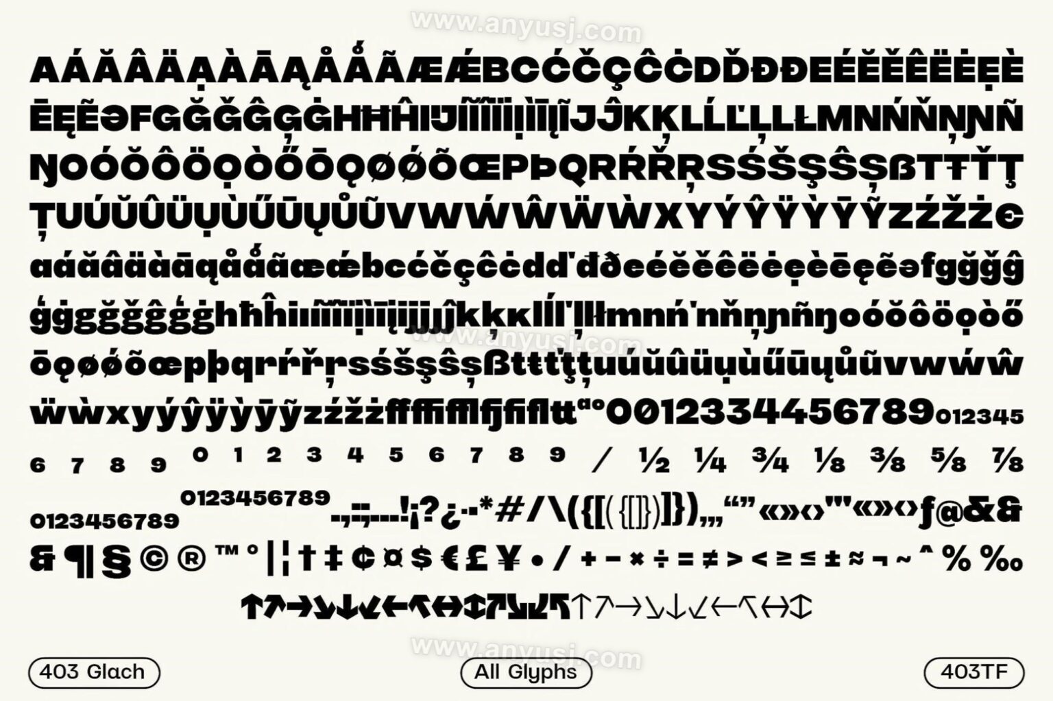 复古未来主义极简野兽派logo徽标无衬线西文英文字体403 Glach Sans - 安鱼设计资源丨优质平面设计资源共享站