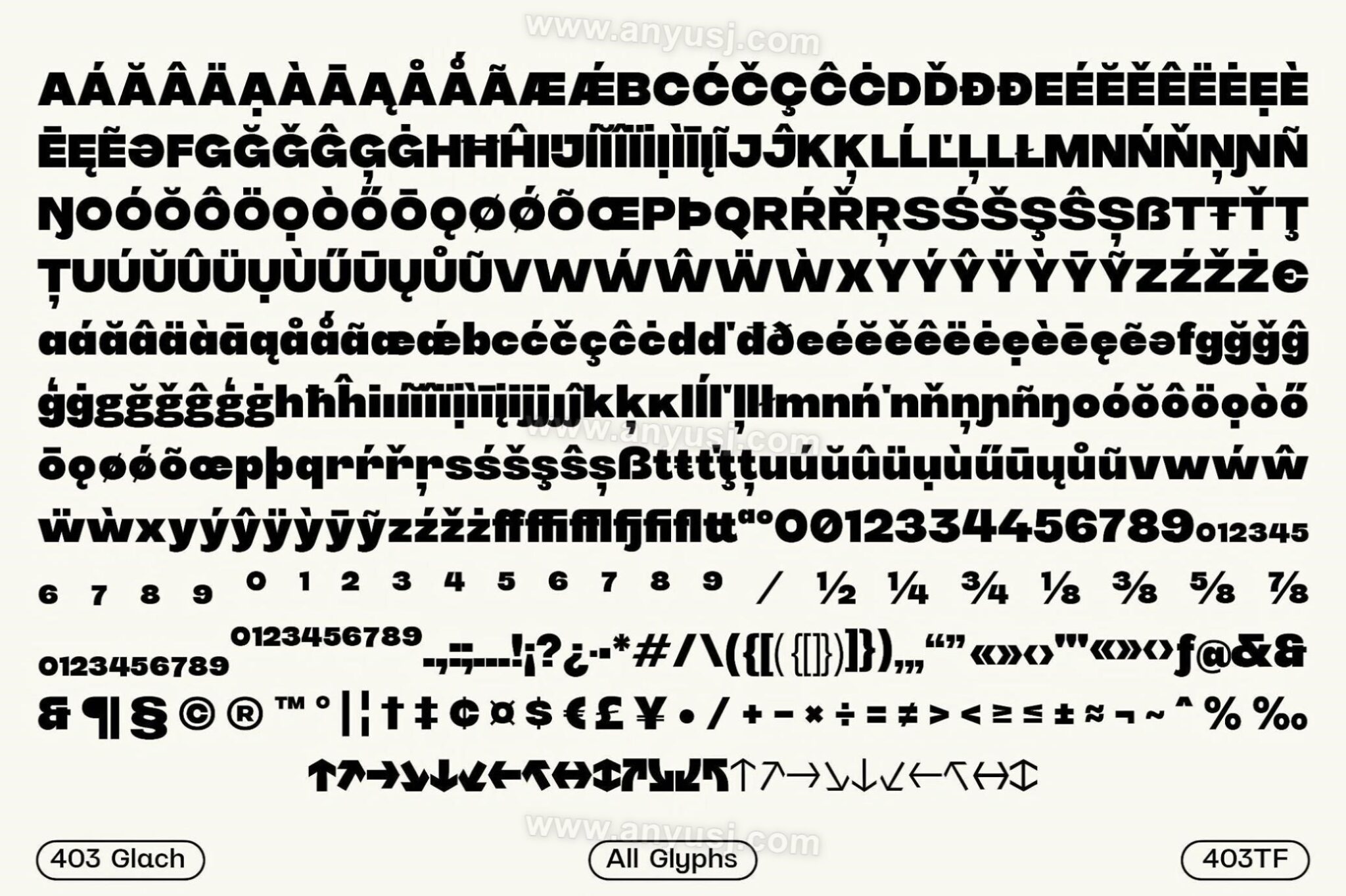 复古未来主义极简野兽派logo徽标无衬线西文英文字体403 Glach Sans - 安鱼设计资源丨优质平面设计资源共享站