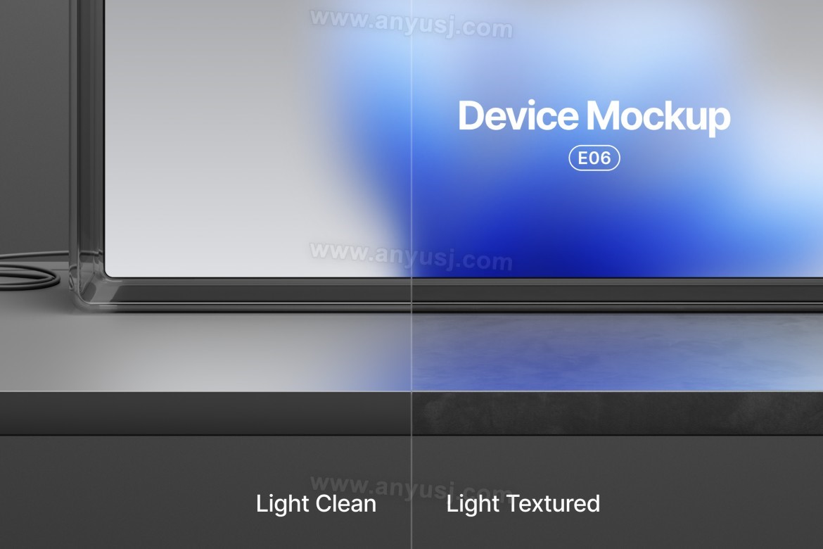 4款现代极简电子数字化屏幕设备灯箱海报广告设计展示PSD样机Device Mockup E06 - 安鱼设计资源丨优质平面设计资源共享站