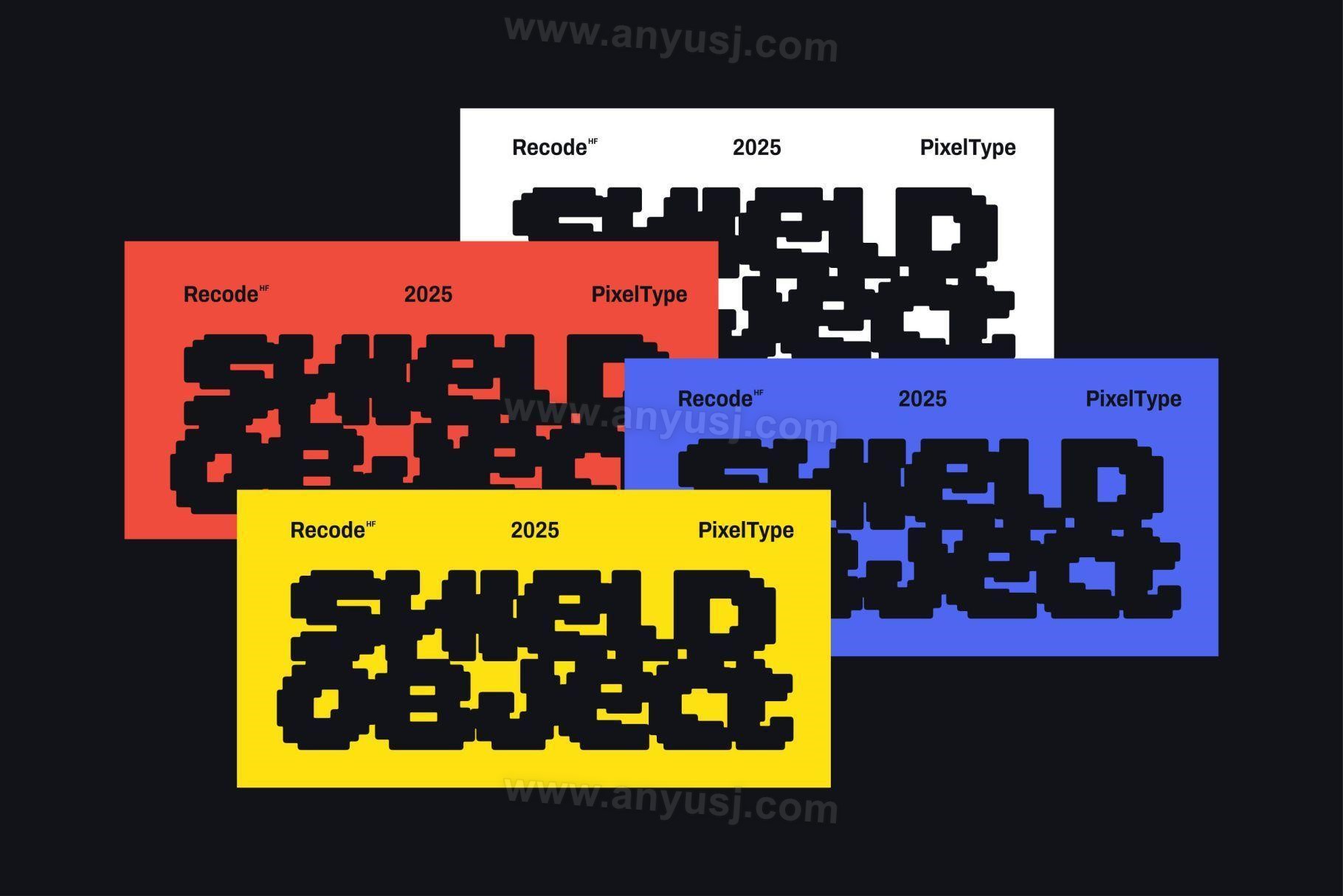 复古趣味游戏8位像素风格logo徽标标题排版西文英文字体Recode HF Bold Pixel Typeface - 安鱼设计资源丨优质平面设计资源共享站