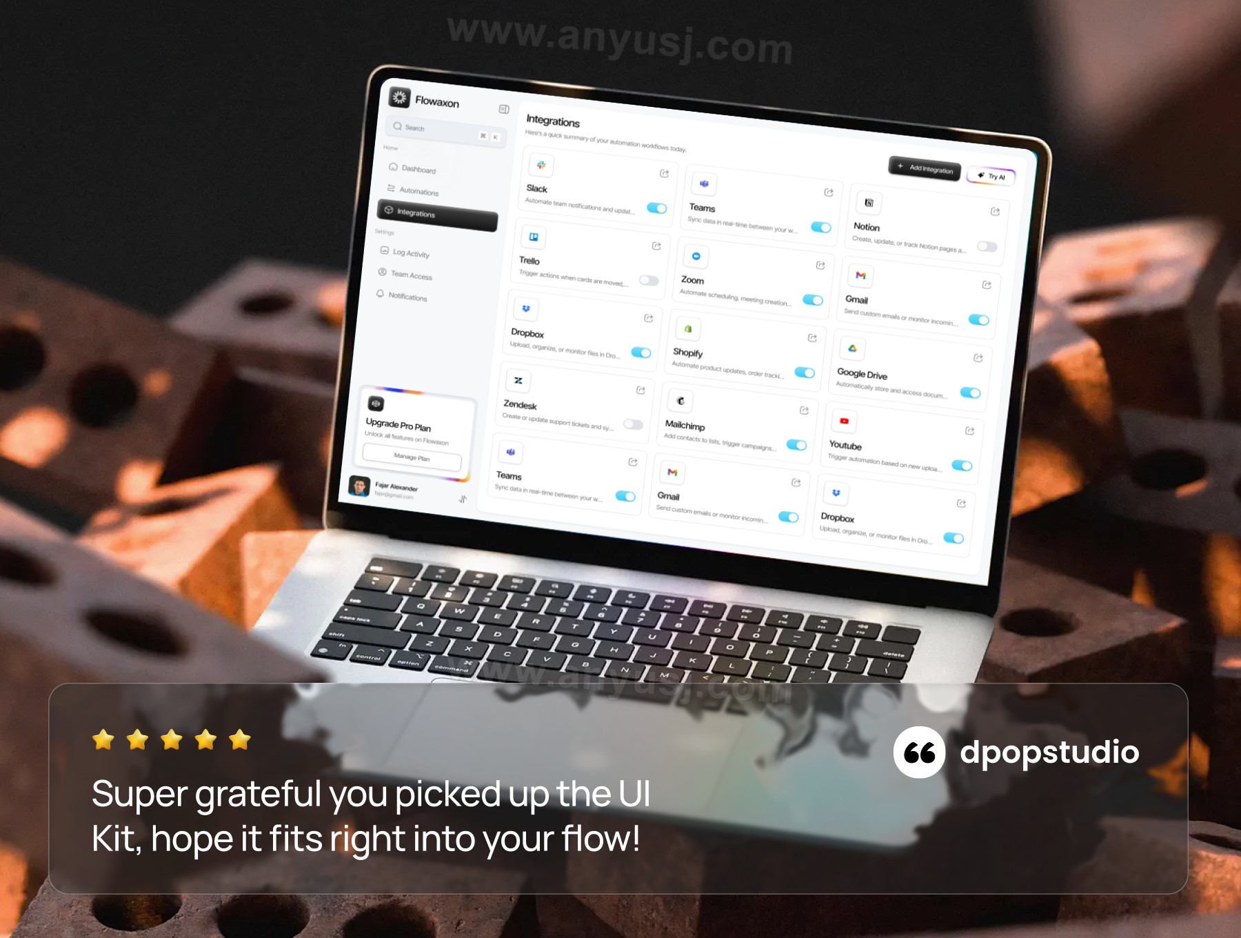 现代高端自动化工作流仪表盘网站网页UI套件Figma模板Flawaxon - Automation Workflow Dashboard UI ...