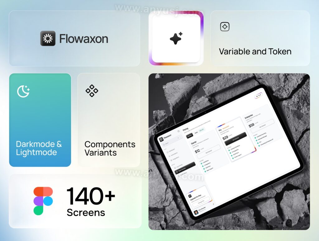 现代高端自动化工作流仪表盘网站网页UI套件Figma模板Flawaxon - Automation Workflow Dashboard UI ...
