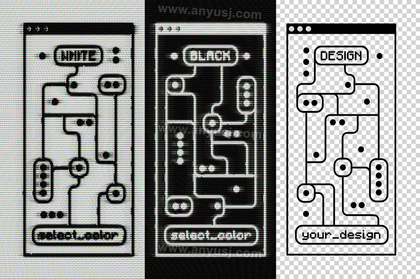 复古电子屏幕CRT故障扭曲抽象艺术logo徽标文本PSD特效样机Inverted CRT Screen Text & Logo Effect ...